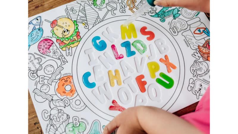 ALPHABET SOUP SENSORY COLORING & DOODLE MAT | The Toy Insider